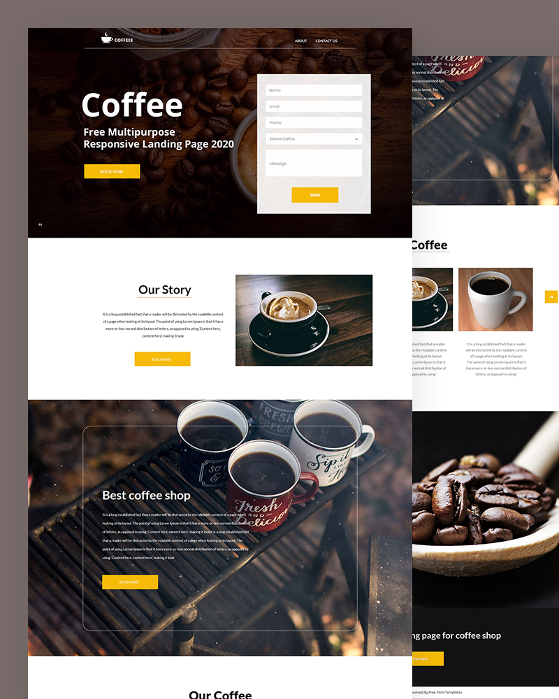 Coffeee - Free Coffee HTML Template | html.design