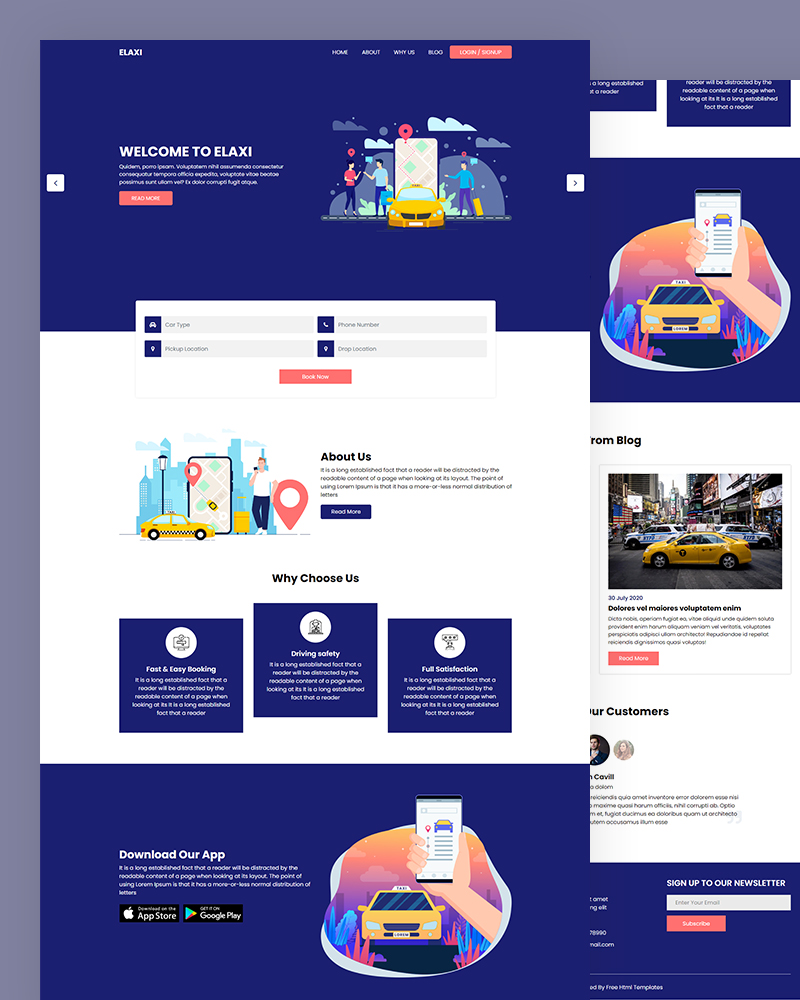 Elaxi – Taxi HTML Template Free Download
