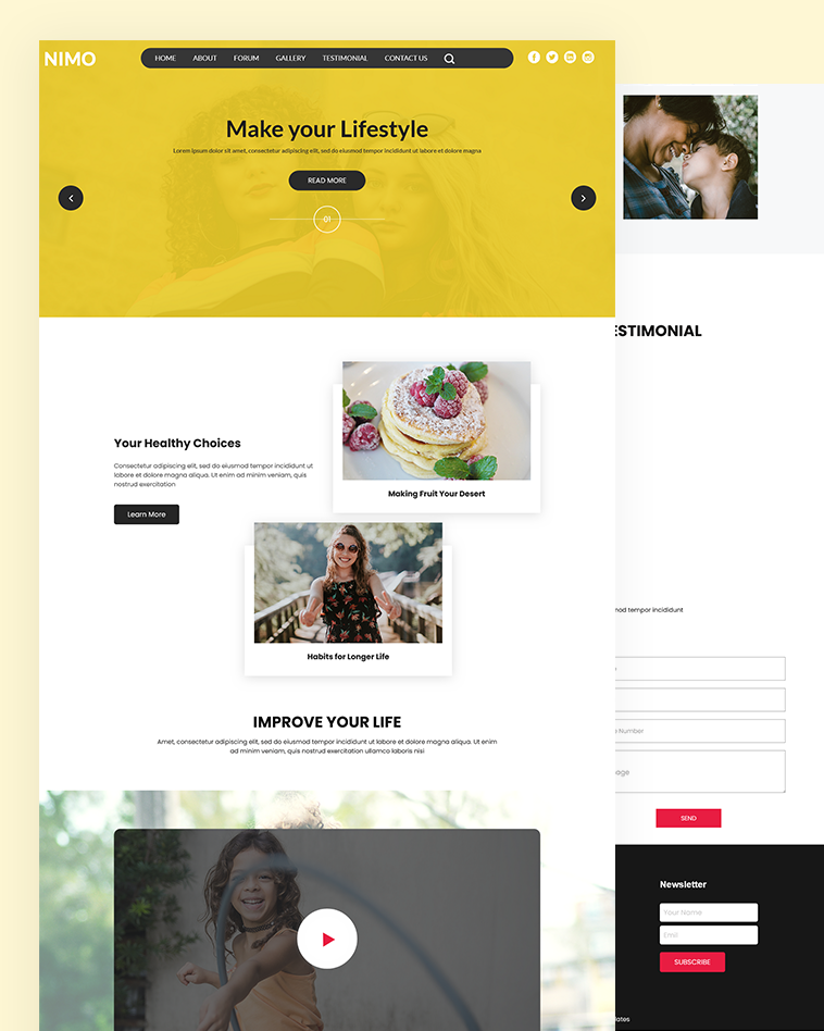 Nimo - Lifestyle Website template - Free Download | HTML Design