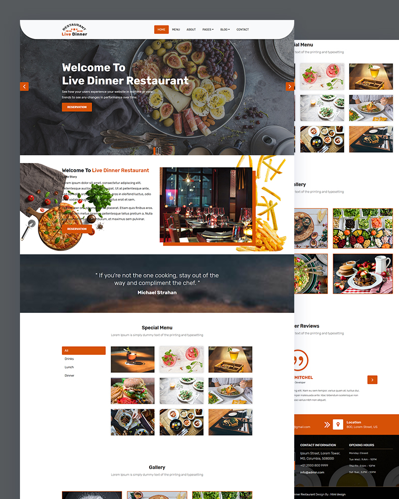 Live Dinner - Free Restaurant Website Template