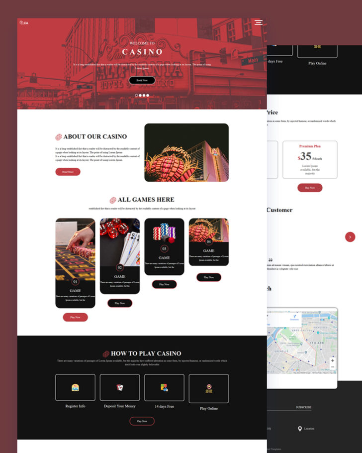 CA - Free Casino Website Template