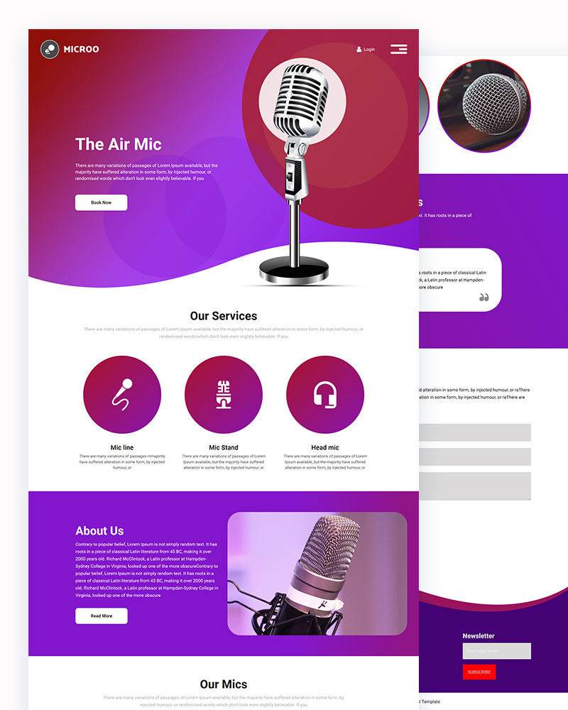 Microo - Radio, Podcast & Mic HTML Template
