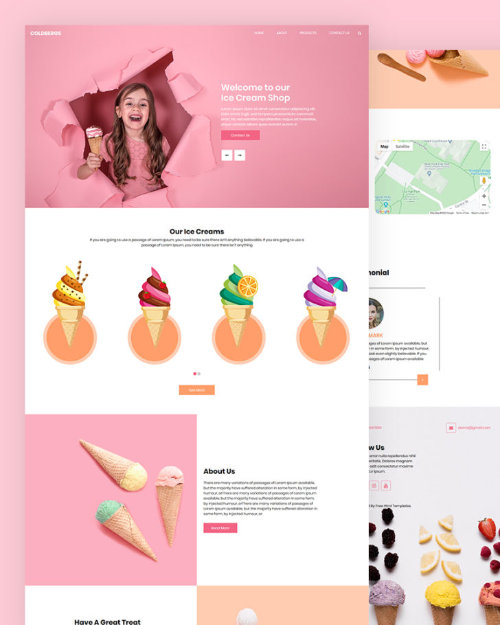 Coldbergs - Free Ice Cream Shop Website Template