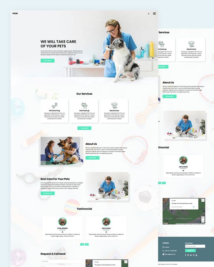 Piuse – Pets Care Website Template Free Download